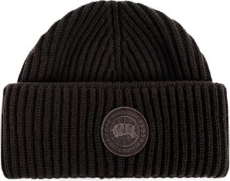 Canada Goose Logo-patch Ribbed-knit Beanie Hat
