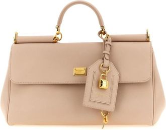 Dolce & Gabbana Henkeltasche mit Schloss-Anh&auml;nger - - Bags - Damen - Beige - ONE SIZE