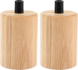 Hemobllo E27 Lampenfassung Holz Sockel 2Er Set Vintage H&auml;ngelampe Tischlampe Ersatz Gl&uuml;hbirnenfassung Praktisch Stabil F&uuml;r Innenbeleuchtung