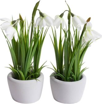 Botanic-Haus k&uuml;nstliches Schneegl&ouml;ckchen im grauen Zementtopf (2 St&uuml;ck)