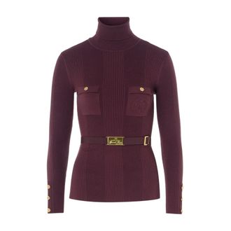 Elisabetta Franchi Femme, Pulls, Rouge, Taille: 36 FR Haut Tricot Rouge et Noir