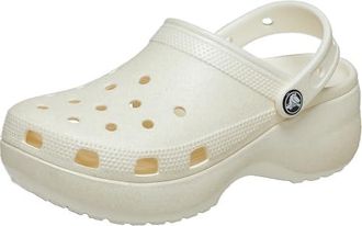 Crocs Womens Classic Platform Glitter Clog 34-35 EU Chalk