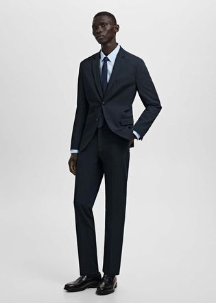 Mango Chemise de costume coton m&eacute;lang&eacute; super slim-fit bleu ciel - Homme - M - MANGO MAN