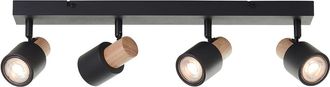 Brilliant Deckenstrahler Pini Spotbalken, 4x GU10, 58 cm, schwenkbar, Metall/Holz, LED 4-flammig, dimmbar mit GU10-Fassungen, schwenkbare K&ouml;pfe, 350 Lumen, 36&deg; 