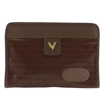 Valentino Pre-owned Mario V Logo PVC Clutch Bag - - Pre-owned - Herren - Braun - ONE SIZE