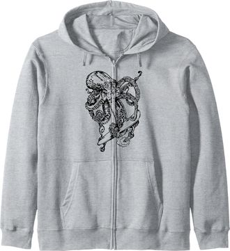 Seembo Octopus Skater Lustiger Skateboard-Skateboarder am Strand Kapuzenjacke