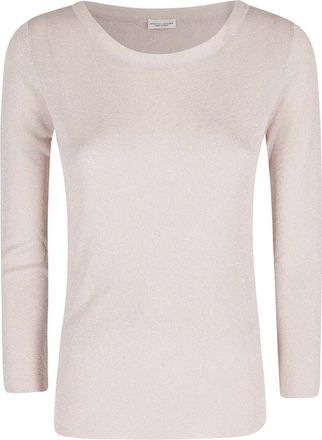 Roberto Collina Femme, Pulls, Beige, Taille: 42 FR T-shirt &agrave; finition m&eacute;tallis&eacute;e