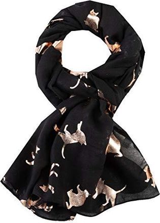 World of Shawls Foulard &agrave; paillettes pour femme Motif chat clair de lune Dor&eacute; rose - Noir - Large