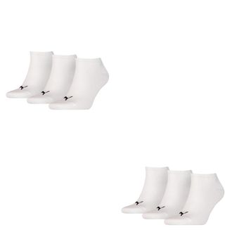 Puma 6 Paar Sneaker Invisible Socken Gr. 35-49 Unisex f&uuml;r Damen Herren F&uuml;&szlig;linge, Farbe:300 - white, Socken & Str&uuml;mpfe:35-38
