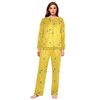 Alaza Ensemble de pyjama en polaire pour femme - Motif dalmatien violet - Coeur - Manches longues - Vêtements de nuit 2 pièces - Pyjama thermique super doux