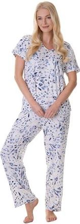 Camille Pyjama floral à manches courtes pour femme - Pyjama long léger et respirant pour femme avec taille élastique - Doux, confortable et élégant, Motif léo