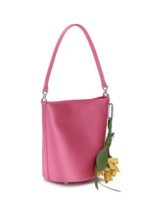 Self Portrait Womens Satin Bucket Bag Pink Polyester