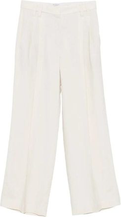 Brunello Cucinelli Femme, Pantalons, Blanc, Taille: 38 FR Pantalon Large Pliss&eacute;