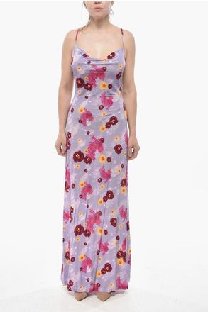 MACCAPANI Slip Dress With Criss Cross Straps And Floral Print size S