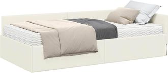 vidaXL Struttura Letto Angolare Con Materasso Altro 2 Pz Crema Velluto Vidaxl