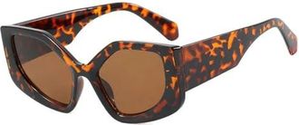 Generic Lunettes de soleil surdimensionnées pour femmes et hommes de luxe, vintage, punk, grand cadre, uv400, Thé léopard, Taille unique