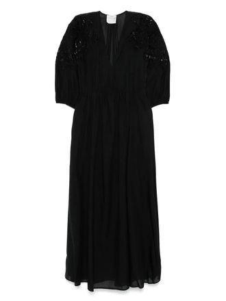 Forte_Forte robe longue à épaules brodées - Noir