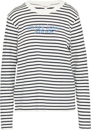 s.Oliver Langarmshirt T-Shirt Gestreiftes Langarmshirt im Relaxed Fit mit Artwork