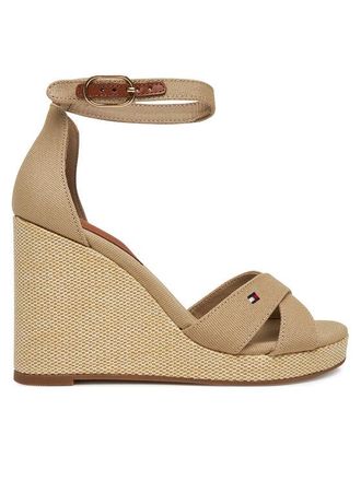 Tommy Hilfiger Sandalen Flag High Wedge Espad Crisscross FW0FW08661 Beige