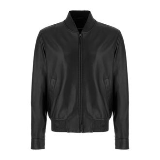 Emporio Armani Homme, Vestes, Noir, Taille: M Blouson en cuir dagneau nappa aniline