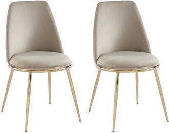 Pascal Morabito Lot de 2 chaises en Velours et m&eacute;tal dor&eacute; - Beige - NEBINA de