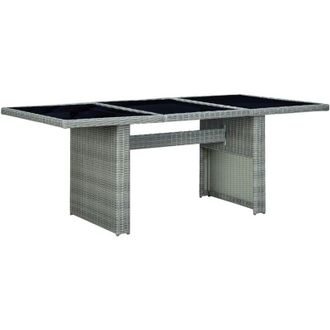 vidaXL Gartentisch Hellgrau Poly Rattan und Hartglas Vidaxl