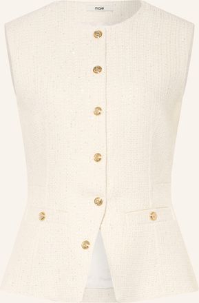 Maje Blazerweste Aus Tweed Mit Pailletten weiss
