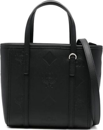 MCM Mcm, Femme, Sacs, Noir, Taille: ONE Size Sac fourre-tout &agrave; logo en relief