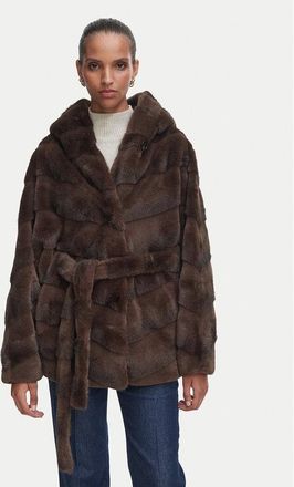 Rinascimento Rinascimento Pelzmantel CFC0127050003 Dunkelbraun Relaxed Fit