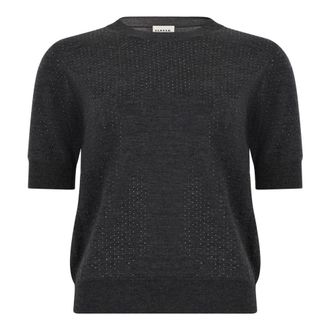 P.A.R.O.S.H. Kurzarmpullover mit Strasssteinen - - Knitwear - Damen - Grau - XS