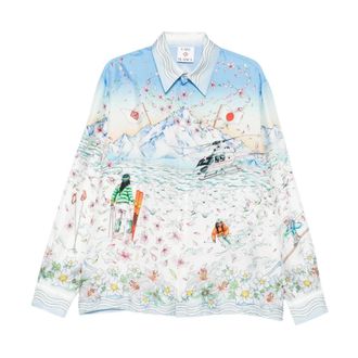 Casablanca Chemise en twill de soie &agrave; manches longues LHiver Fleuri - Femme - Blouses et Chemises - Multicolore - Taille: 38 FR