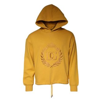 Dolce & Gabbana Homme, Sweatshirts et sweats &agrave; capuche, Jaune, Taille: XS Sweat &agrave; Capuche Moutarde avec Broderie Logo