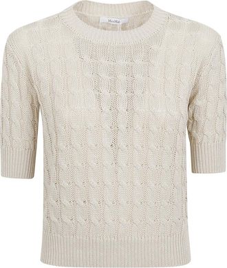 Max Mara Femme, Pulls, Beige, Taille: 38 FR Pull en maille torsad&eacute;e Talamo