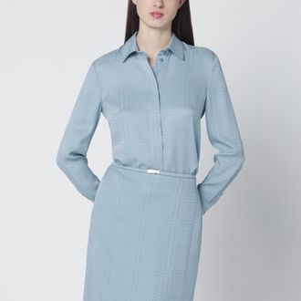 Gucci Light blue GG jacquard silk shirt