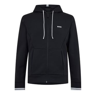 HUGO BOSS Hoodie mit durchgehendem Rei&szlig;verschluss f&uuml;r Herren, Sport, Stretch (Schwarz)