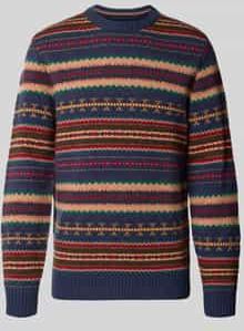 Mc Neal Slim Fit Strickpullover aus Baumwoll-Mix mit Rundhalsausschnitt