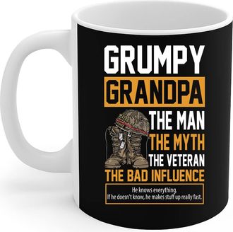 Generic Veteran Papa - Grumpy Grandpa Der Mann Der Mythos Der Veteran Vatertag Keramik Kaffeetassen Neuheit Tasse Personalisiert Retro Tasse Lustig Geschenk F