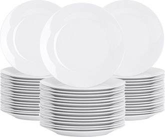 Argon Tableware 48X Weiß Breitrandig Nachtisch/Klein Abendessen Platte 19cm (7.5) - Nachtisch Portion Abendessen Set Brot Platte - Mikrowelle & Spülmaschinenfest
