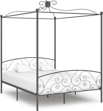 vidaXL Himmelbett-Gestell Grau Metall 180 x 200 cm Vidaxl