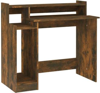 vidaXL Vidaxl - Bureau et lumi&egrave;res led Ch&ecirc;ne fum&eacute; 97x45x90 cm Bois ding&eacute;nierie