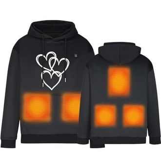 Generic 2026 Sweat à capuche unisexe décontracté avec 5 chauffages USB pour la Saint-Valentin et lhiver (2), Noir, XXL