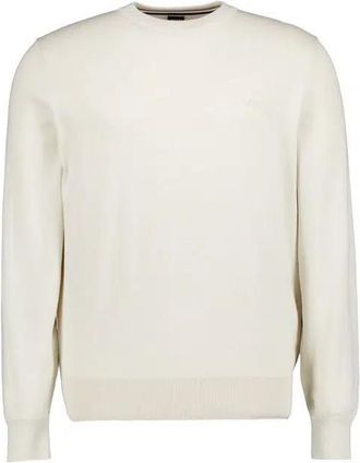 HUGO BOSS Herren Pullover wei&szlig; Baumwolle unifarben