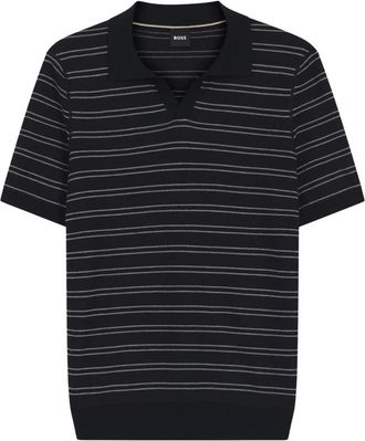 HUGO BOSS Homme, Tops, Bleu, Taille: S Polo Ray&eacute; en M&eacute;lange de Coton