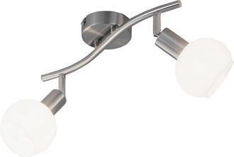 Casa Nova casa Nova Strahler LINA - B 36 cm - 2-flammig - Silbergrau - Weiß - Glas - Metall - verstellbare Lampenschirme - Spot Deckenleuchte Deckenlampe