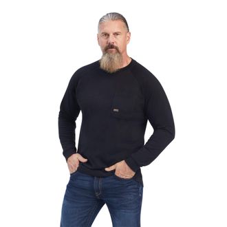 Ariat Mens Rebar Cotton Strong T-Shirt Long Sleeve in Black, Size X-Small, by Ariat