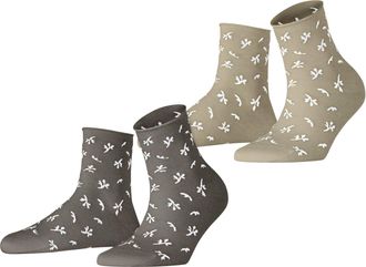 Esprit Damen Twig W SSO Baumwolle Gemustert Socken, Braun Kahkekar 0100, 35-38 (2er Pack)