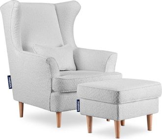 Konsimo Klassische Sessel Gepolsterter und Sitzhocker stralis, Hellgrau, Stoff, Classic, 82x108x80 cm - Konsimo