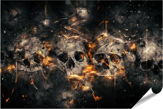 Islandburner XXL Bild Poster Sch&auml;del in Flammen und Rauch Kunstwerk Atmosph&auml;re Premium Bilder 130x90cm