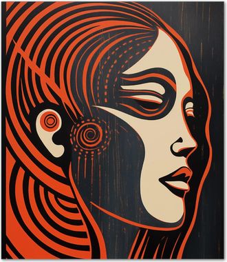 Wallario Herdabdeckplatte/Spritzschutz aus Glas, 52 x 60 cm, 1-teilig mit 8 mm hohen Füßen, für Ceran- und Induktionsherde, Abstraktes Profil Einer Frau