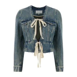 Maison Margiela Jacke mit offenen Kanten - - Jackets - Damen - Blau - XS